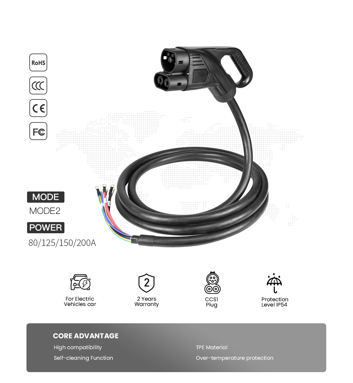 Fast Power Ccs2 Dc Ev Charging Connector 80 200a 1000v From China